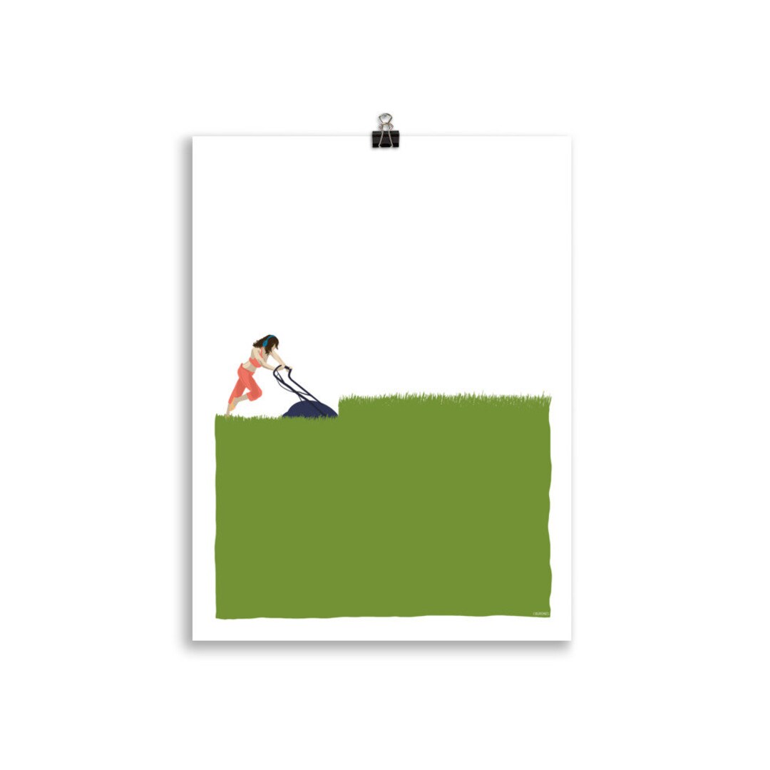 Lawn Lady Art Print | Landscaping Art | Giclée Art Print | Minimalist ...