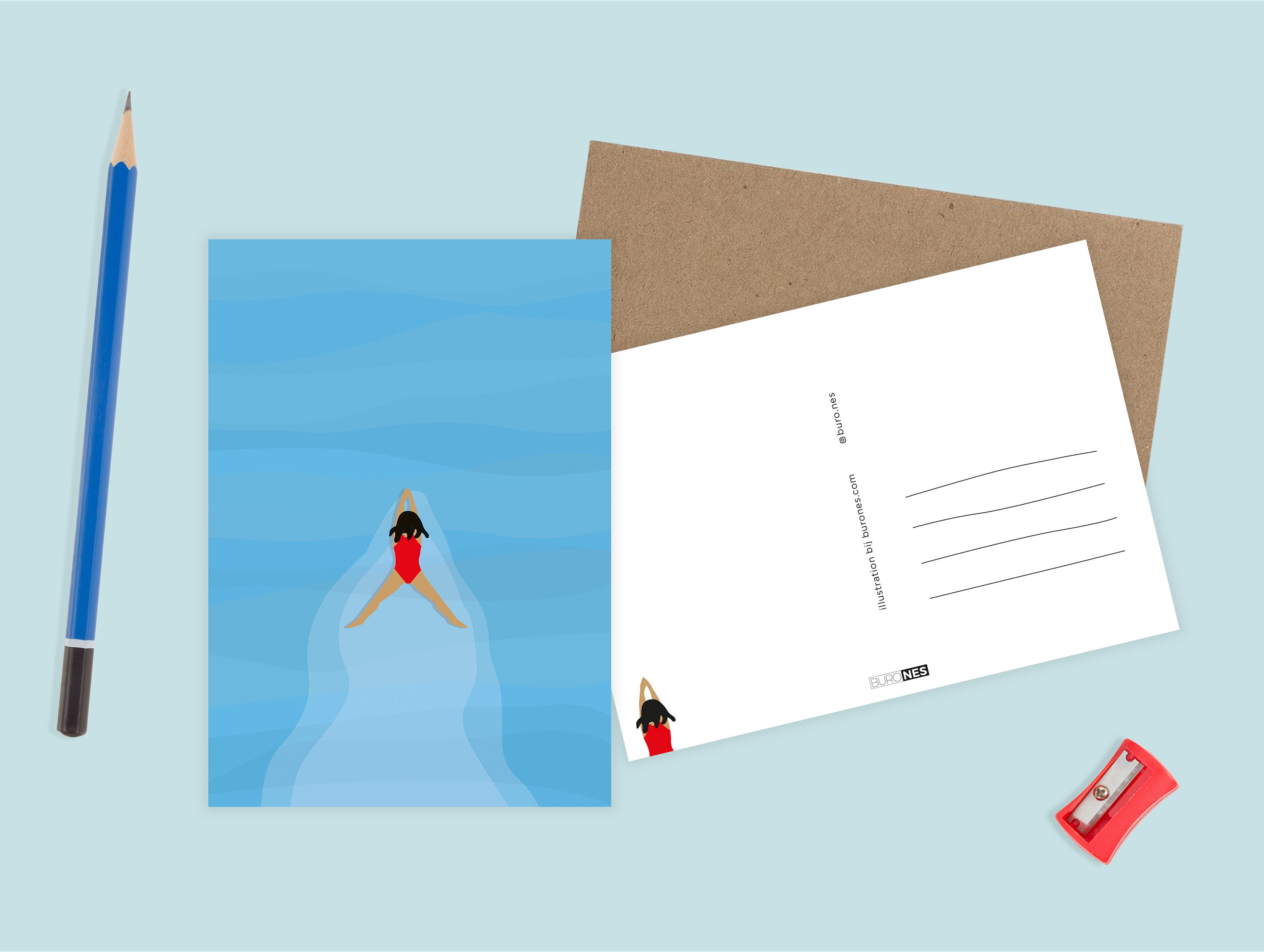 Postcard Just Keep Swimming A6 Size Ocean Illustration Greeting Card ...