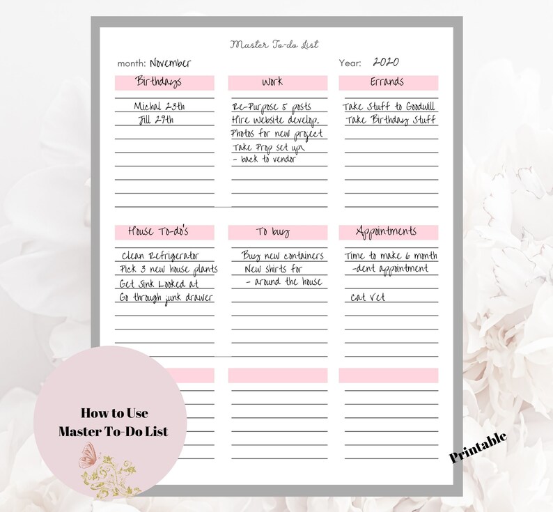 Master To-do List With Daily Blocking System Pink for Woman, Moms, and ...