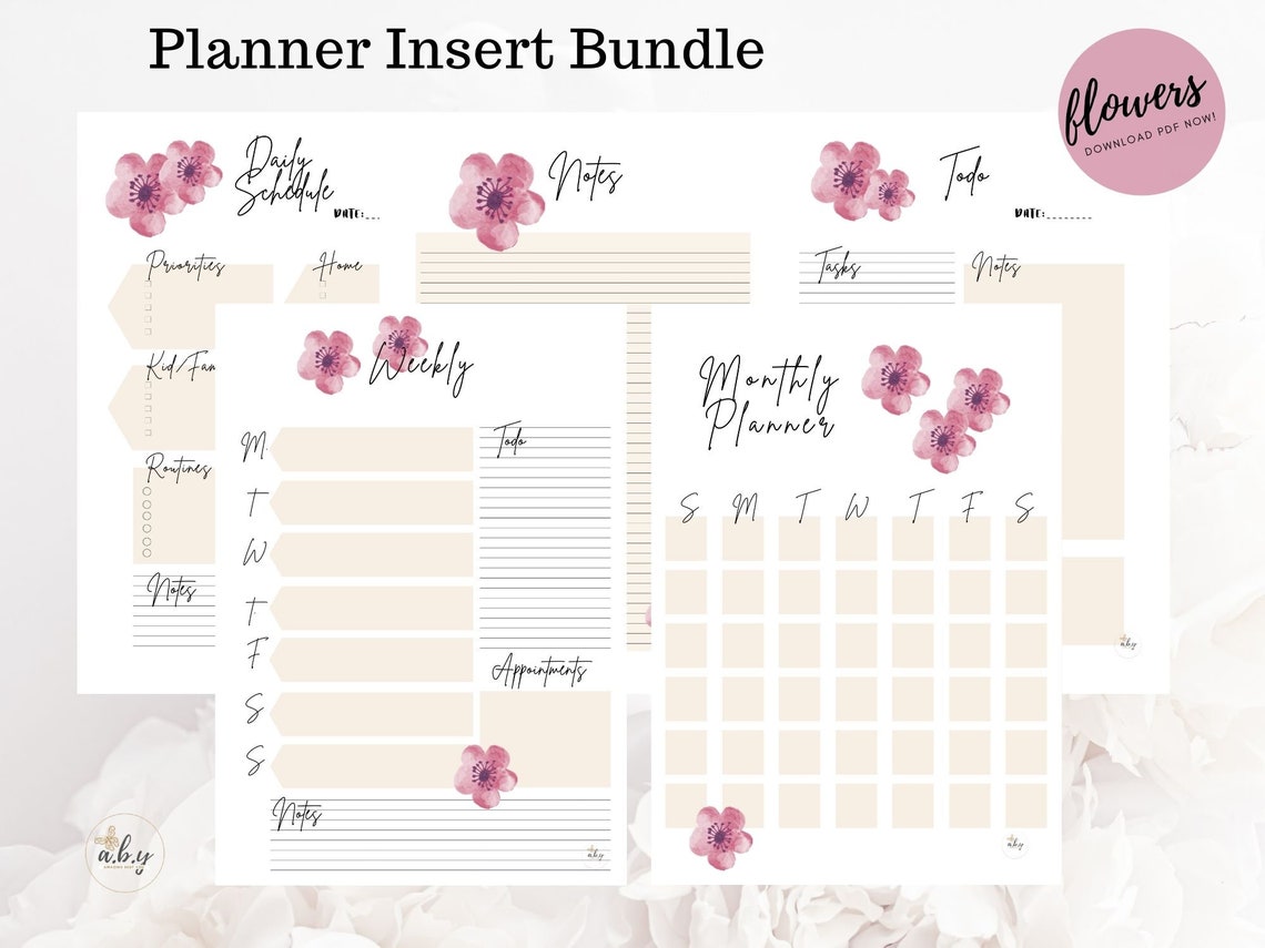 Planner Insert Bundle Flowers - Etsy
