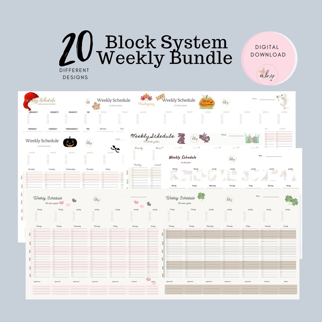 Block SYSTEM Weekly Planner (20 Styles) - Etsy