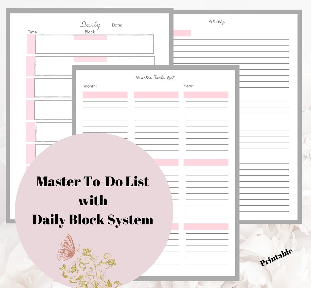 Master To-do List With Daily Blocking System Pink for Woman, Moms, and ...
