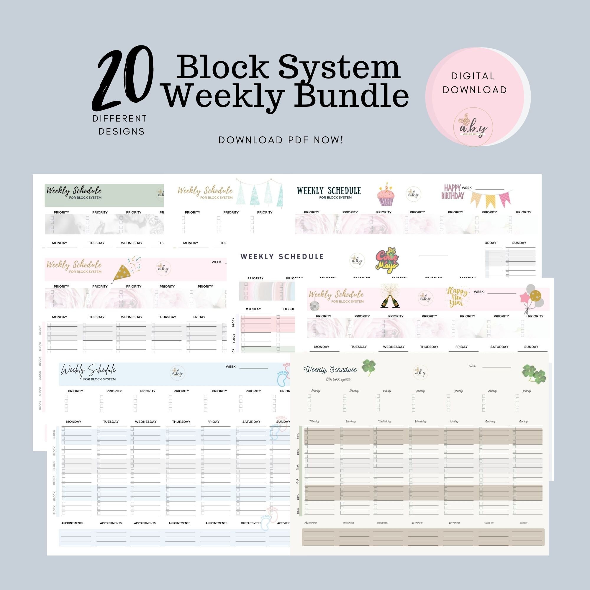 Block SYSTEM Weekly Planner 20 Styles - Etsy