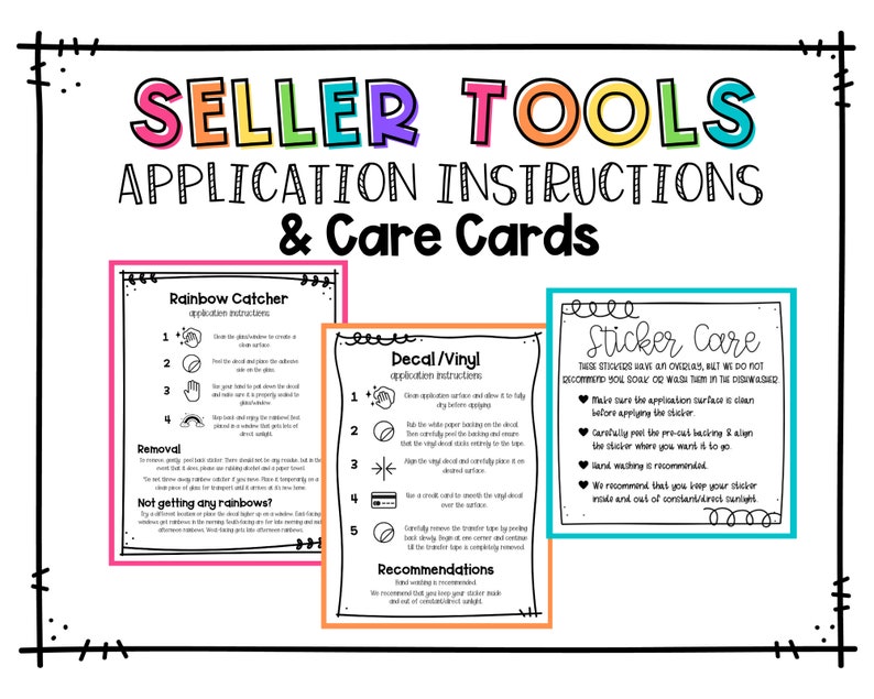 Seller Tools Decal Application Instructions Vinyl - Etsy