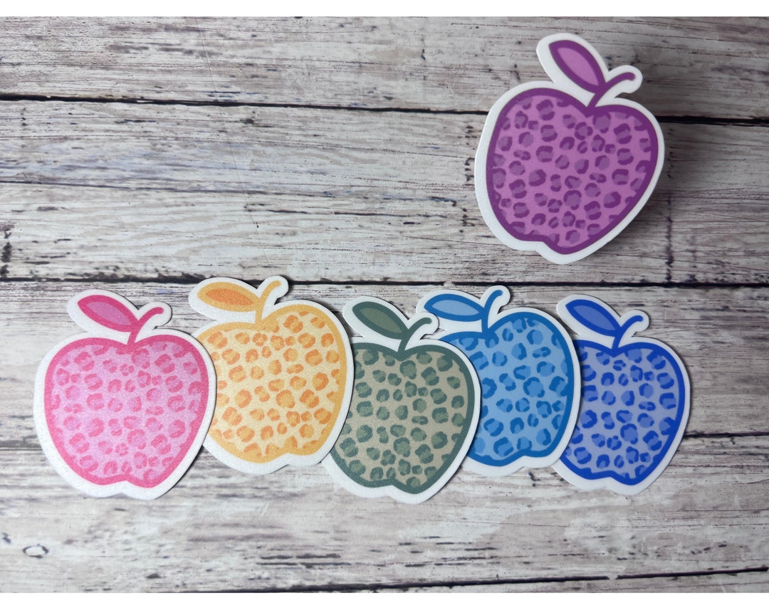 Leopard Print Apple Sticker, Rainbow Colors, Teacher Gift - Etsy