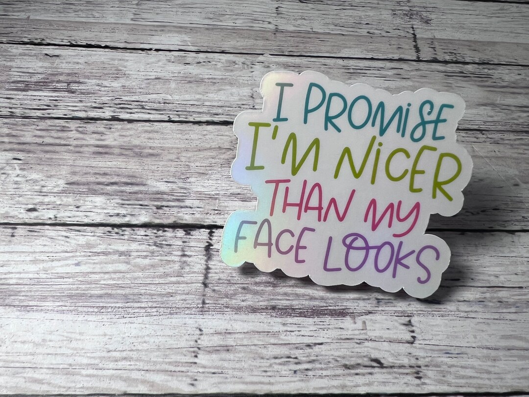 I Promise I'm Nicer Than My Face Looks Sticker, Sarcasm Sticker ...