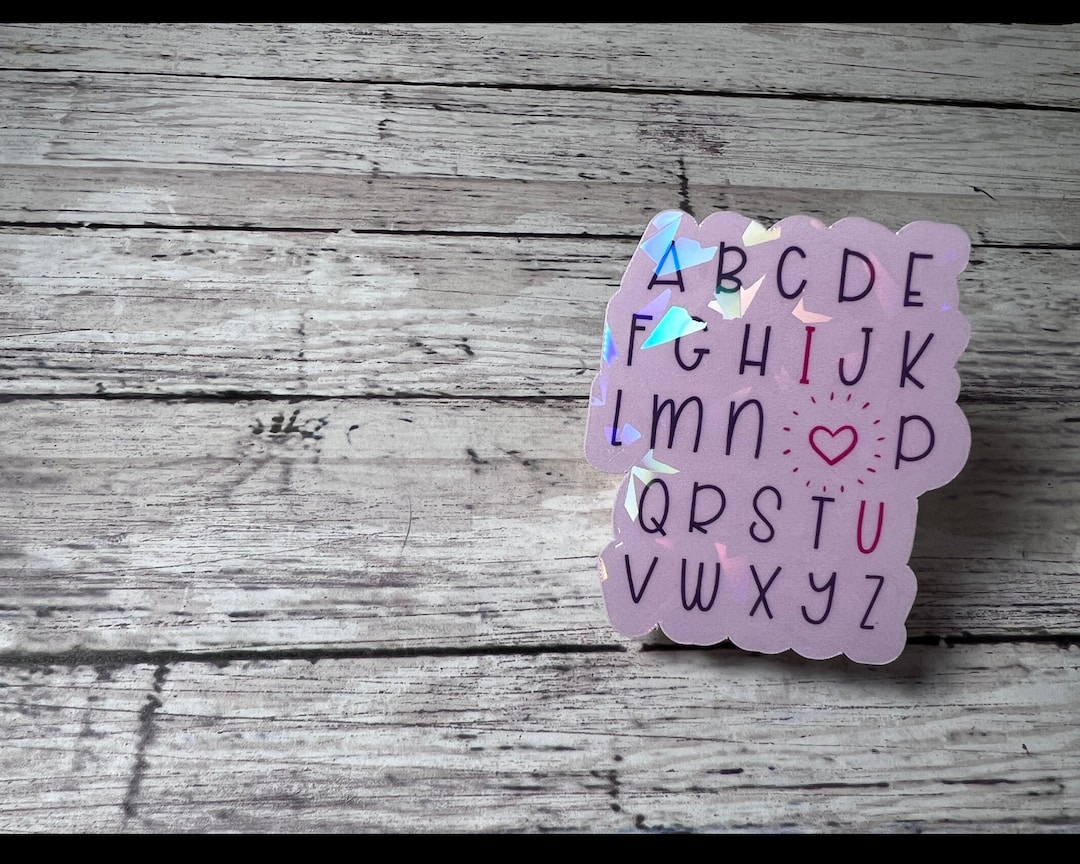 ABC Sticker, Alphabet Sticker, ABC I Love You Sticker, Holographic ...