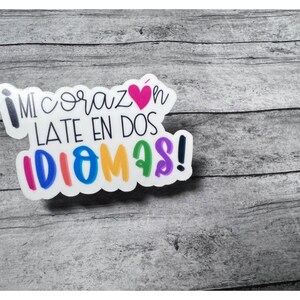 Mi Corazón Late En Dos Idiomas! Sticker - Etsy