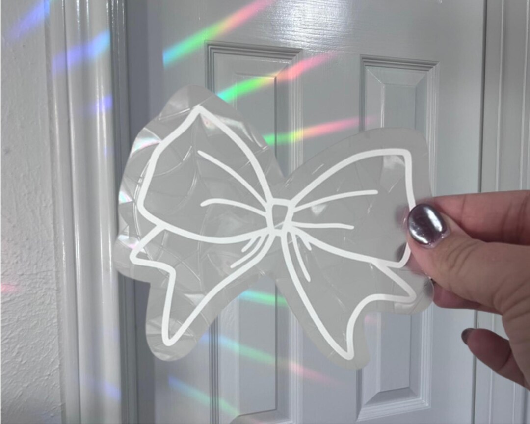 Bow Rainbow Catcher, Bow Sun Catcher, Coquette Bow, Cheer Bow Rainbow ...