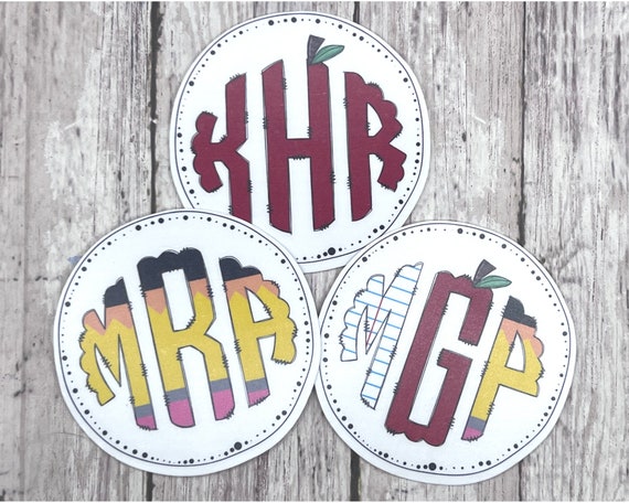 Custom Teacher Monogram Name Sticker Monogram Sticker - Etsy