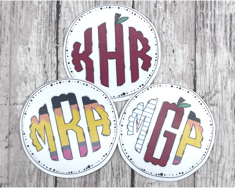 Custom Teacher Monogram Sticker, Apple Pencil Design - Etsy