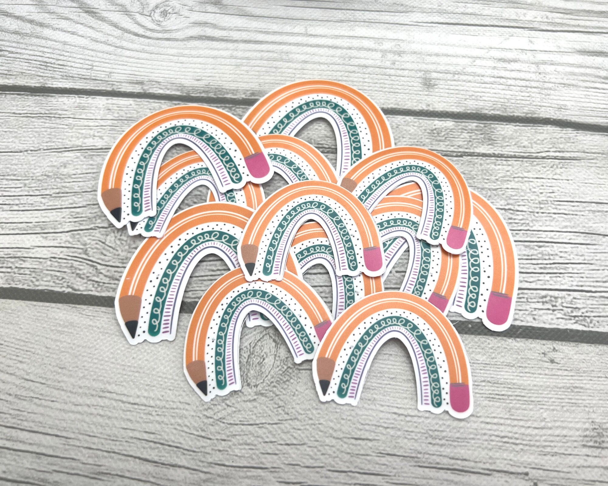 Teacher Sticker Pencil Rainbow Sticker Rainbow Sticker - Etsy