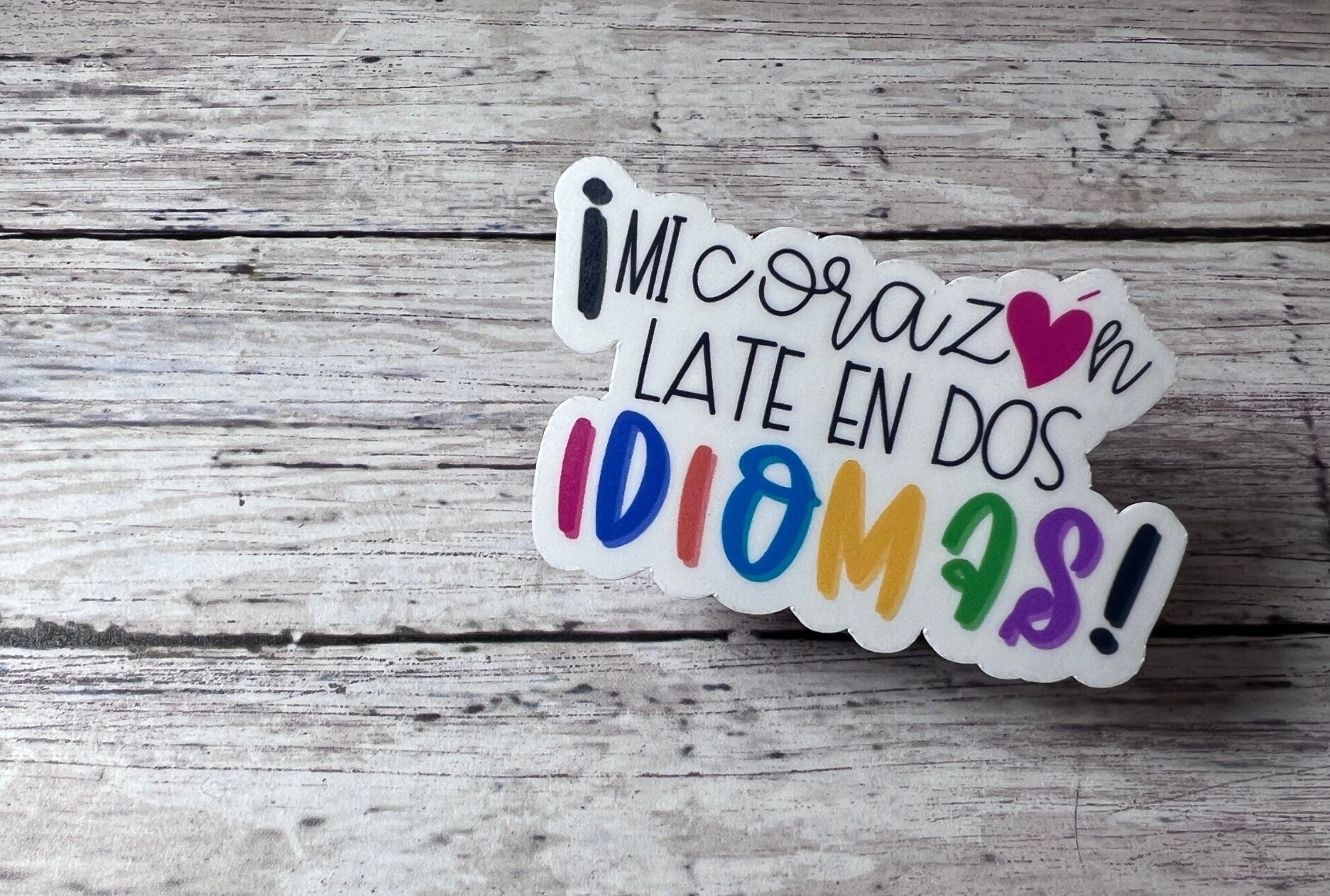 Mi Corazón Late En Dos Idiomas Sticker - Etsy