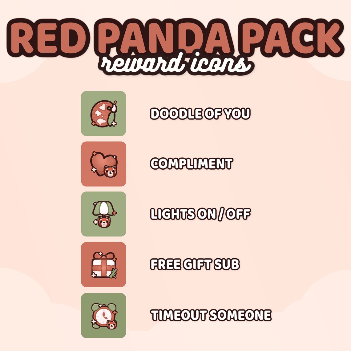 12x Kawaii Red Panda Pack Reward Icon / Channel Point Reward Icons 75x ...