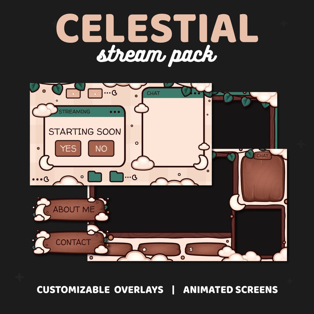 Cozy Celestial Stream Package | 3 Animated Screen, 2 Customizable ...
