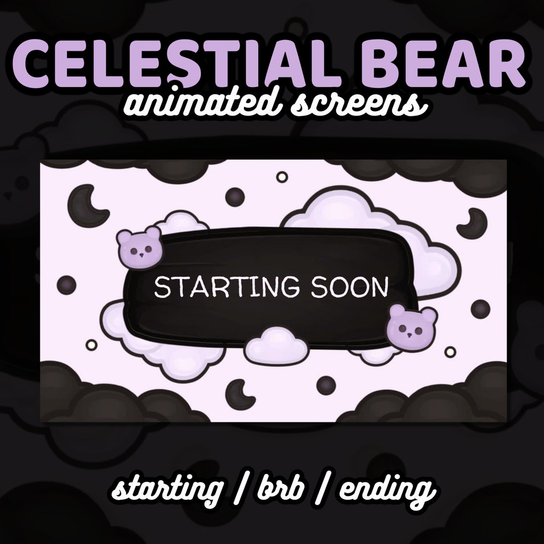 3x Animated Dark Aesthetic Cozy Celestial Bear Twitch Screens ...