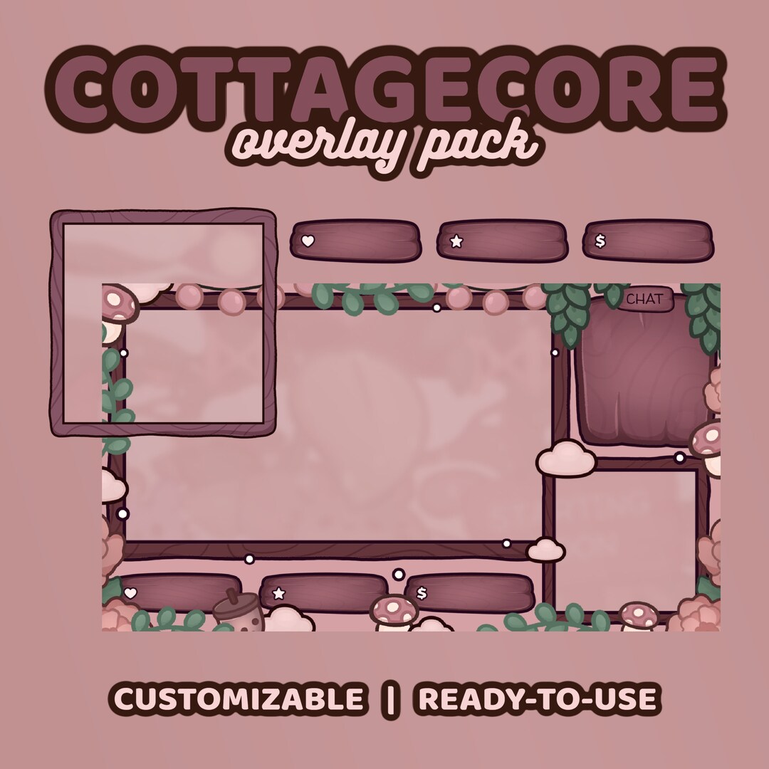 Cottagecore Cozy Lofi Twitch Overlays 6 Premade Overlays Customizable ...