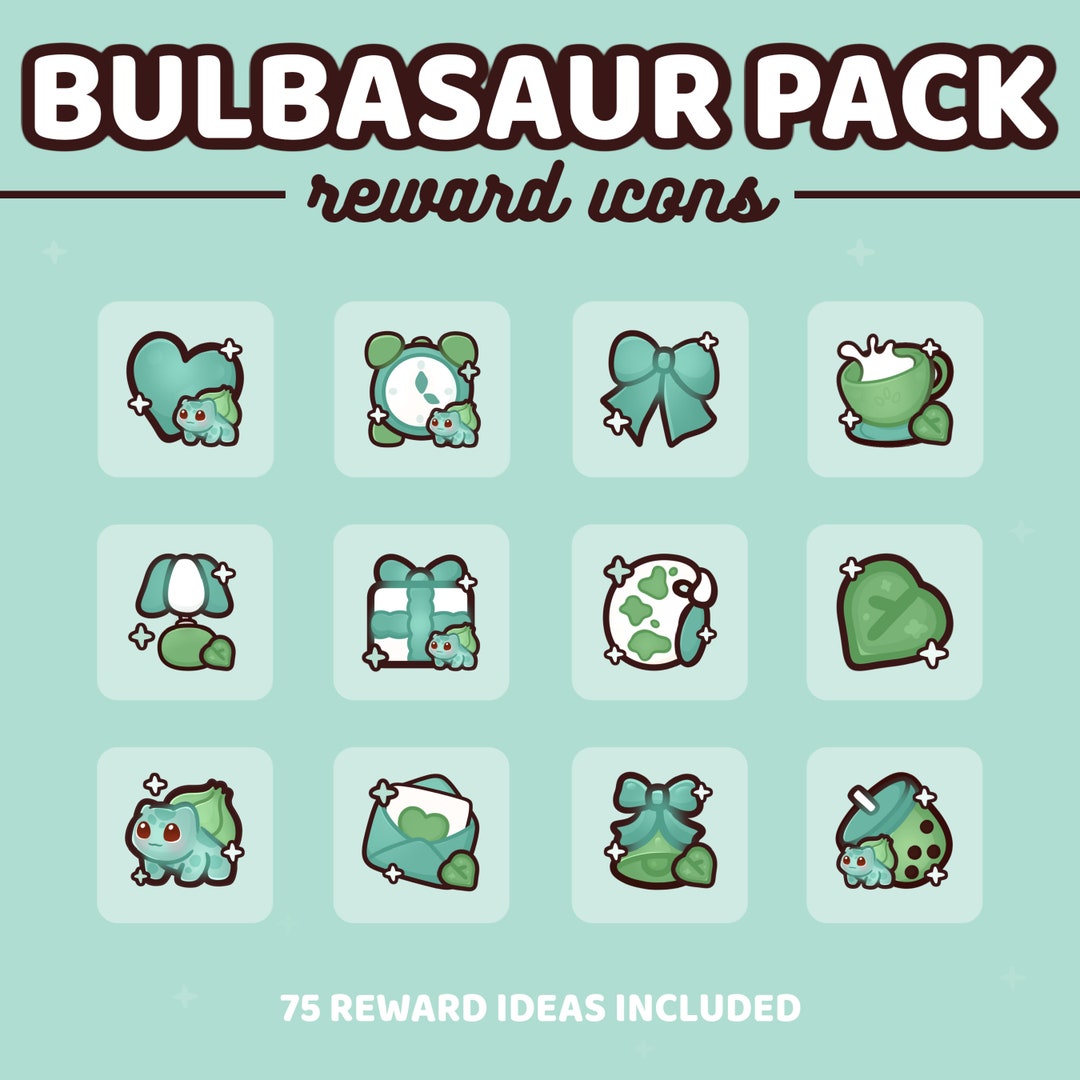 12x Kawaii Bulbasaur Pack Reward Icon / Channel Point Reward Icons 75x ...