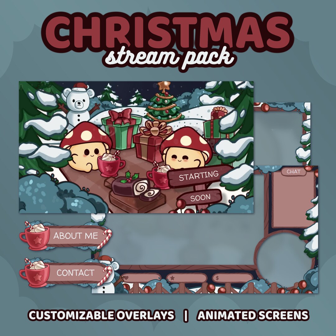 Mush's Xmas Stream Package Animated Screens, Customizable Overlays ...