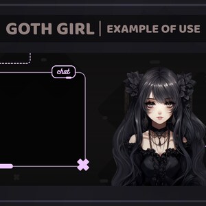 Cute Goth Girl Pngtuber Model 2 Expressions Black Hair Streamer Vtuber ...