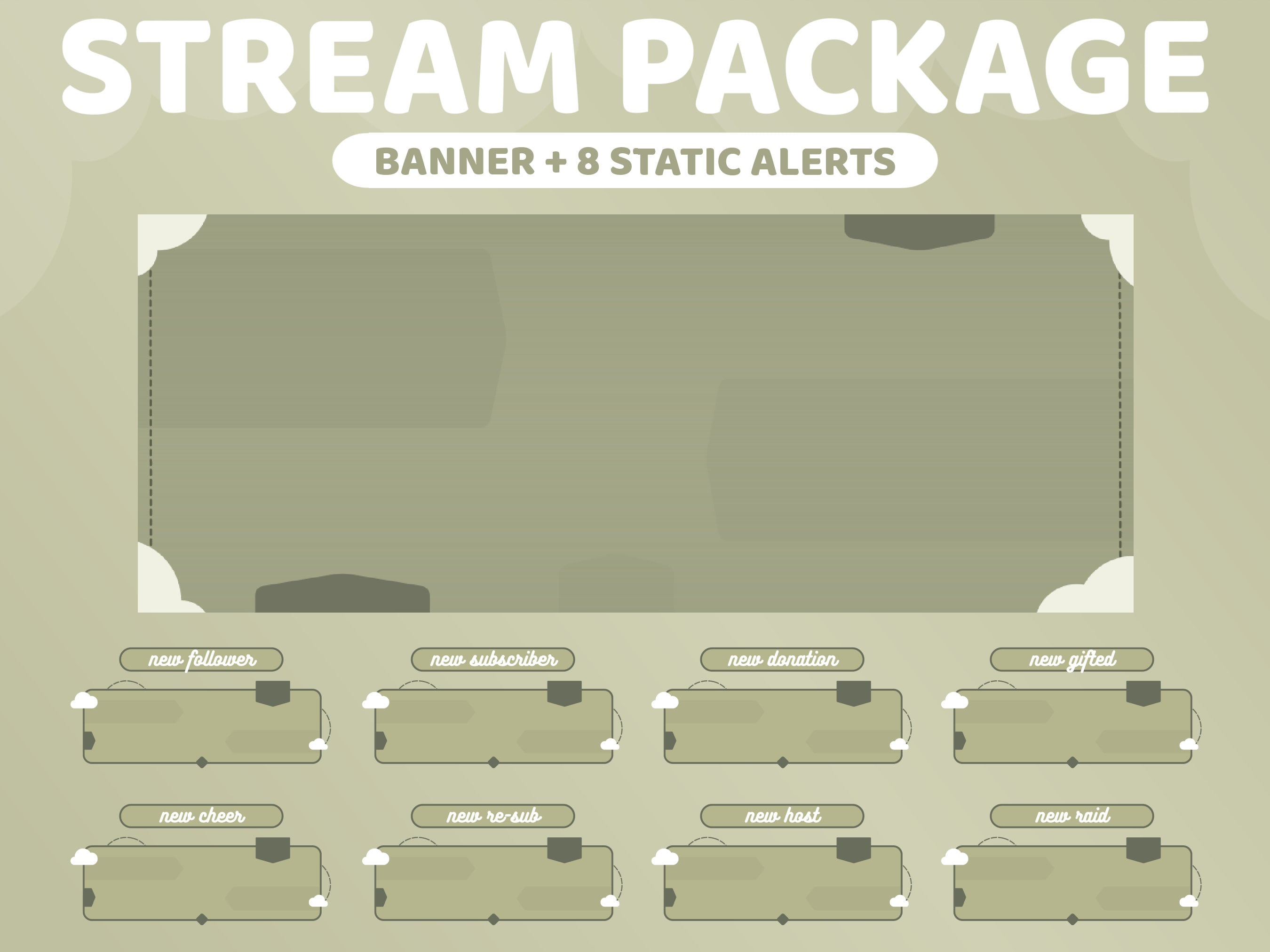 Sage Green Cozy Vibe Stream Package | 3 Animated Screens, 4 Ready-to ...