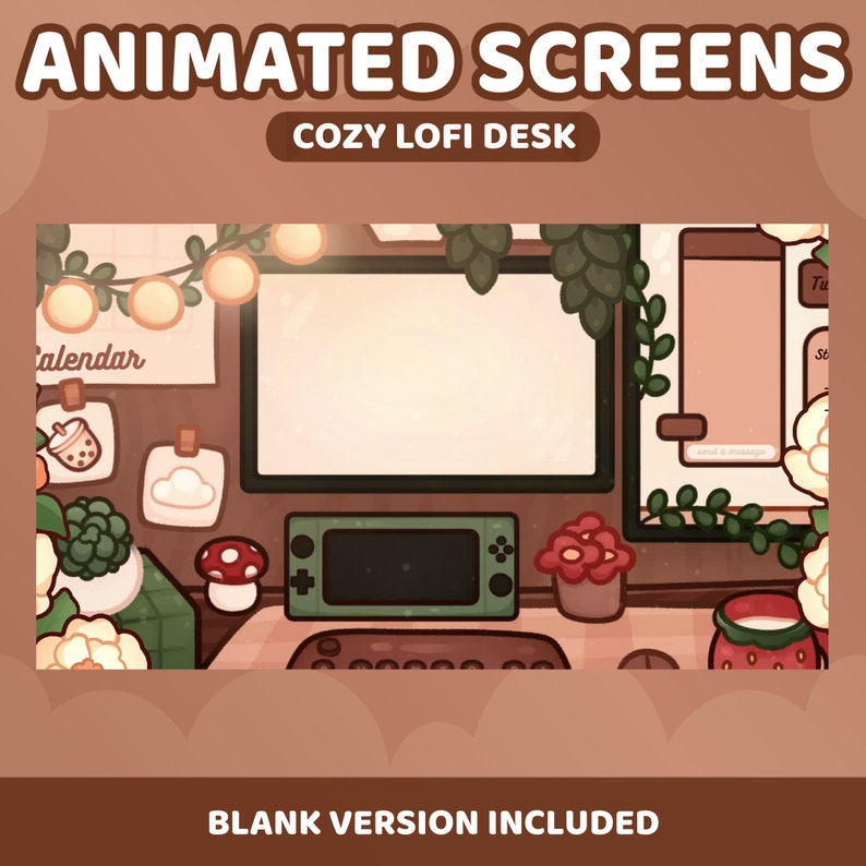 Animated Cozy Lofi Desk Twitch Screens | Cottagecore (digital Download ...