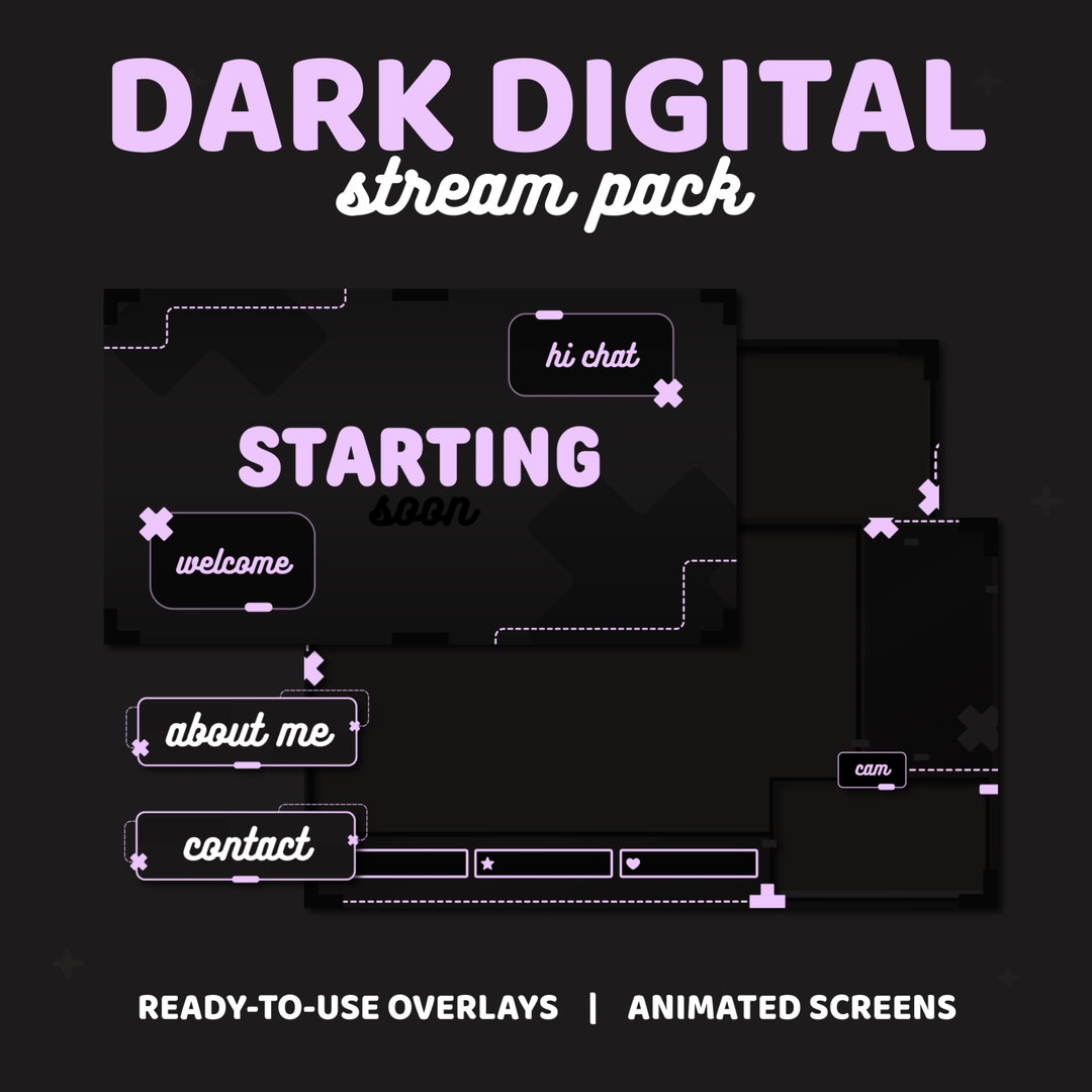Purple Dark Digital Stream Package | 3 Animated Screens, 4 Ready-to-use ...