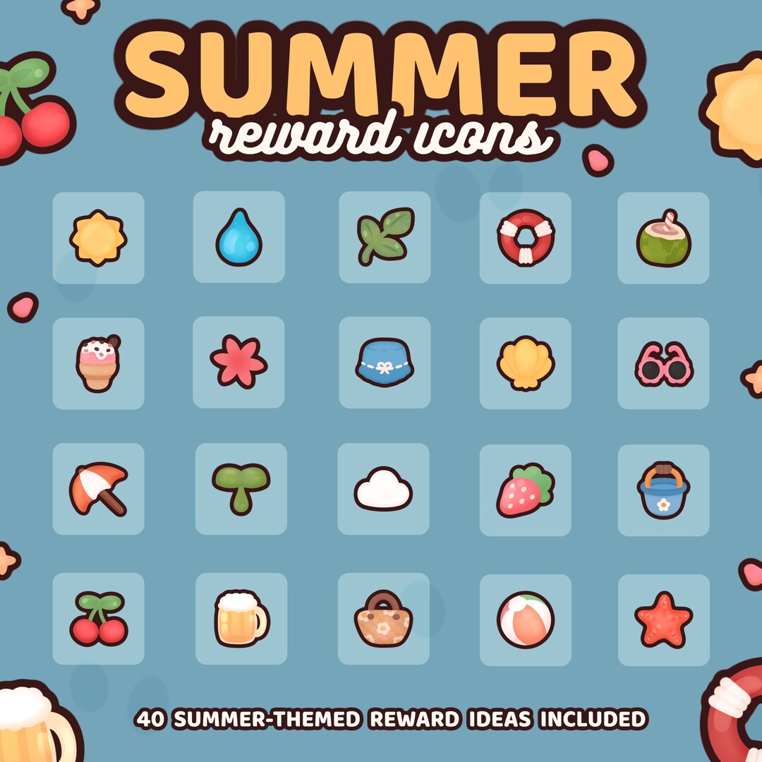 20x Summer Pack Reward Icon / Channel Point Reward Icons | 40x Summer ...