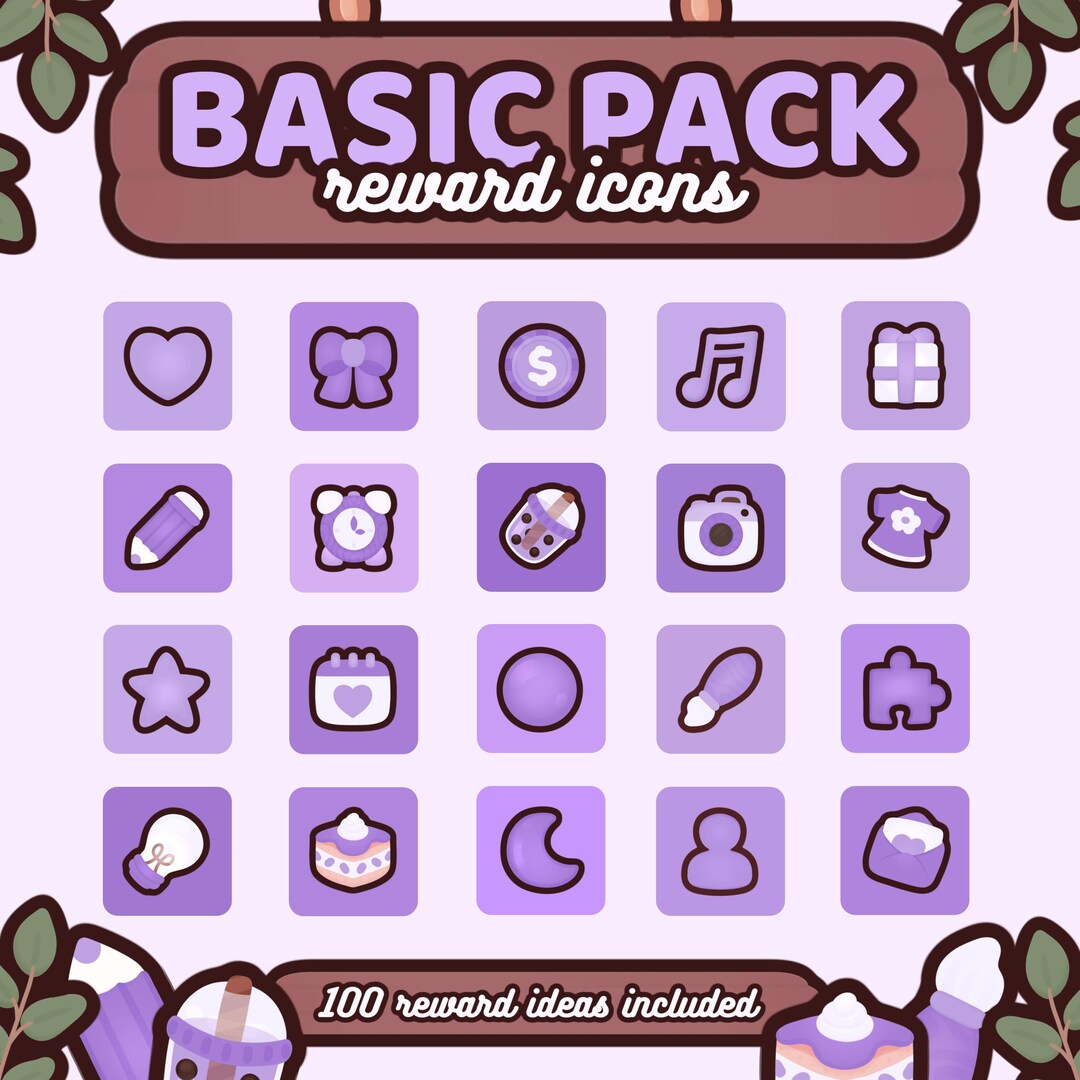 20x Purple Basic Reward Icon Pack / Channel Point Reward Icons | 100x ...
