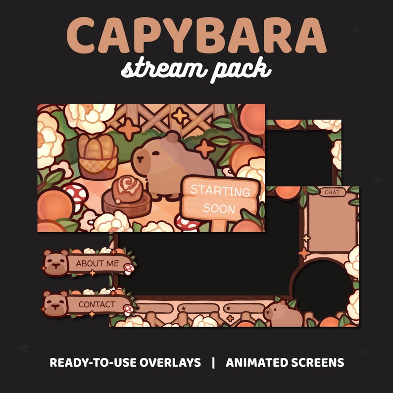 Capybara Stream Package | Animated Screens, Overlays, Alerts, Banner ...