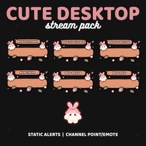 Cute Desk Stream Package | Animated Screens, Overlays, Static Alerts ...