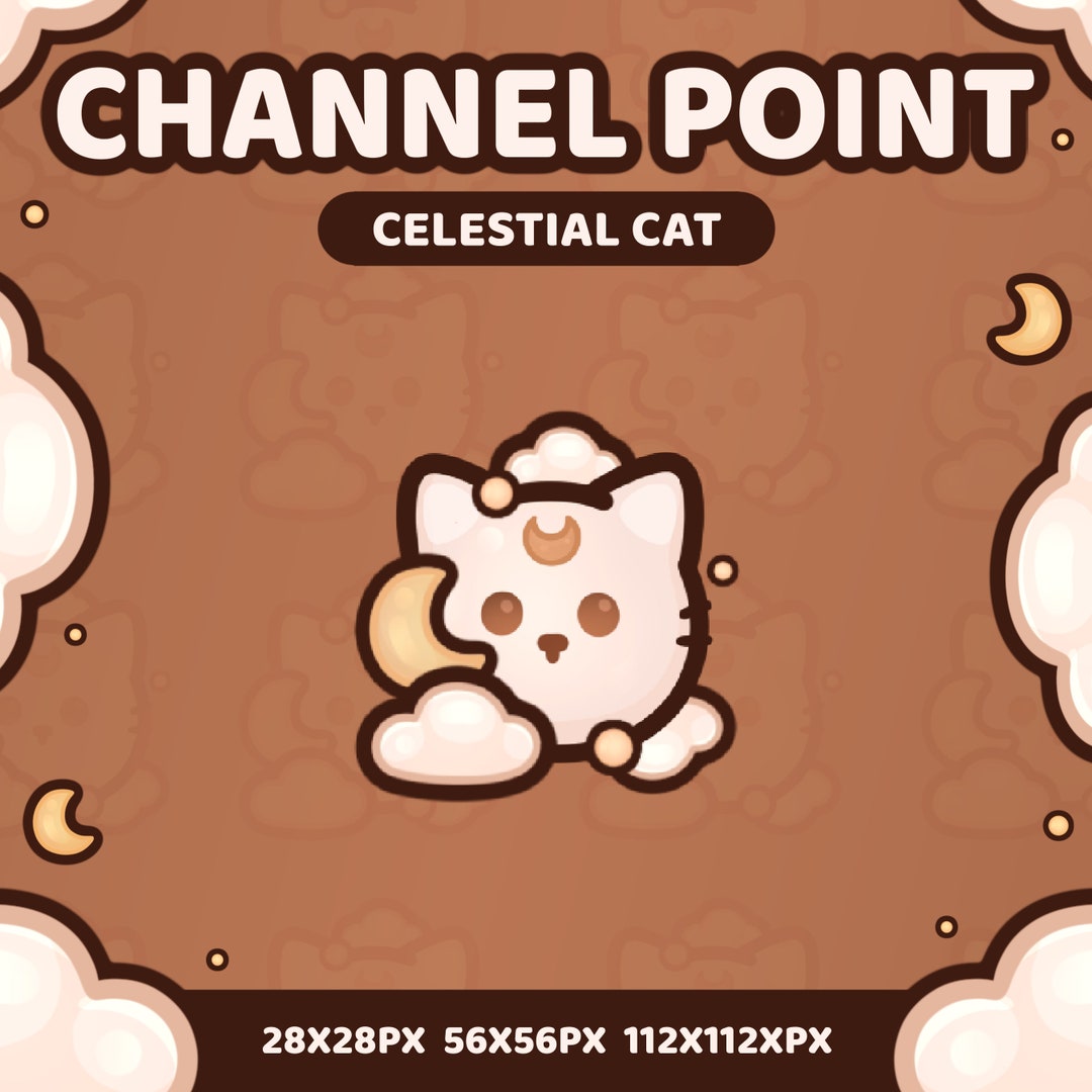 Celestial Cat Channel Point/emote Moon and Clouds TWITCH - Etsy