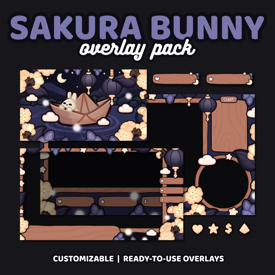 Sakura Bunny Lake Overlays 8 Premade Overlays Customizable Overlay ...