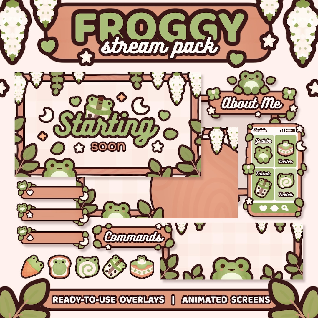 Froggy Stream Package | Animated Stream Pack | Twitch Overlay | Vtuber ...