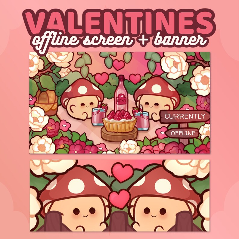 Valentines Mushroom Stream Package | Animated Twitch Overlays (digital ...