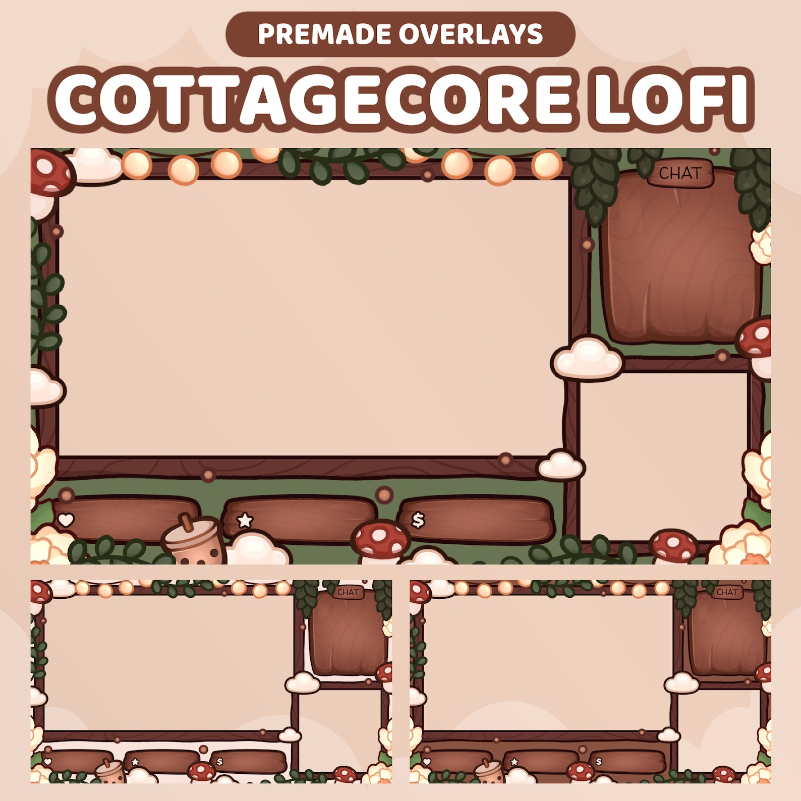 Cottagecore Cozy Lofi Stream Package Animated Screens, Overlays, Alerts, Transition, Banner ...