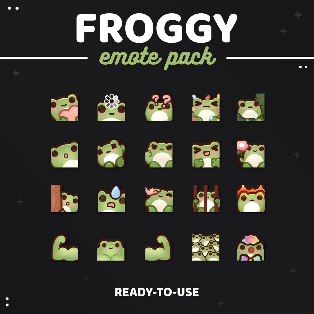 20x Kawaii Frog Emotes Mega Emote Pack Cute Emote Package Froggy Emotes ...