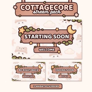 Cottagecore Kitty Stream Package | Animated Twitch Overlays (digital ...