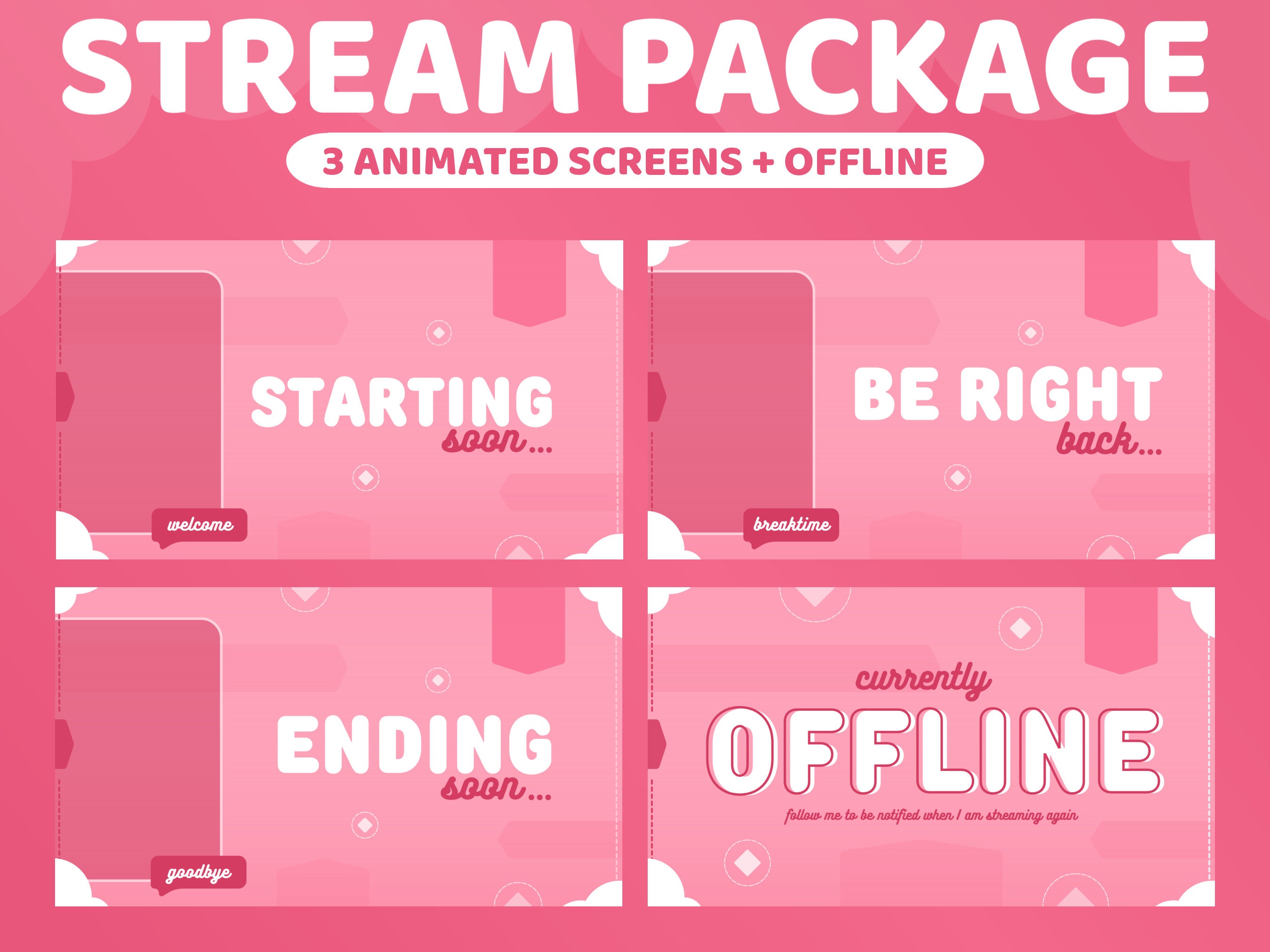 Pink Cozy Vibe Stream Package 3 Animated Screens, 4 Ready-to-use ...