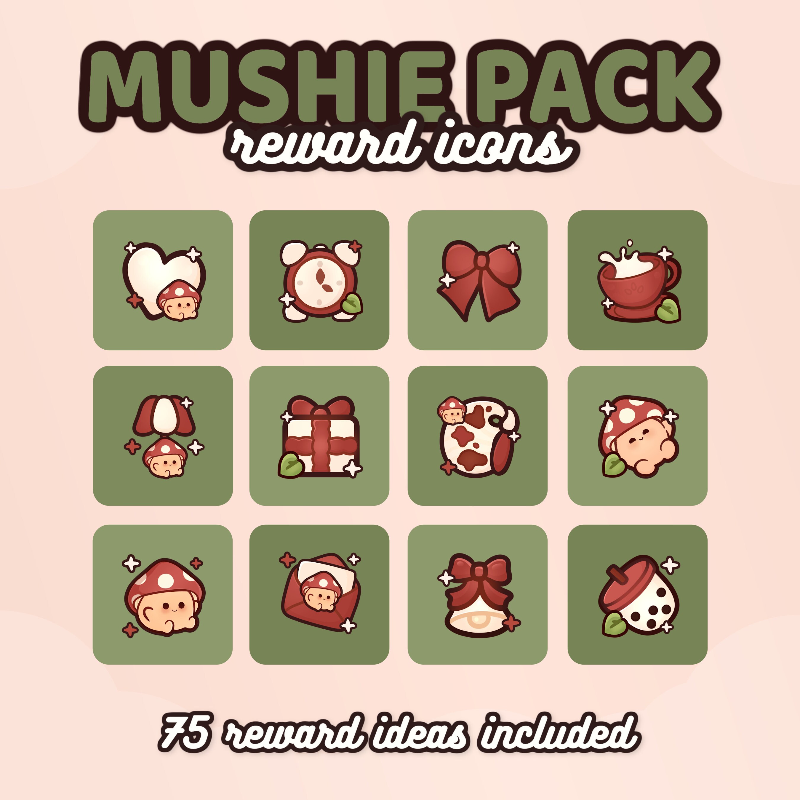12x Kawaii Mushie Pack Reward Icon / Channel Point Reward Icons 75x ...