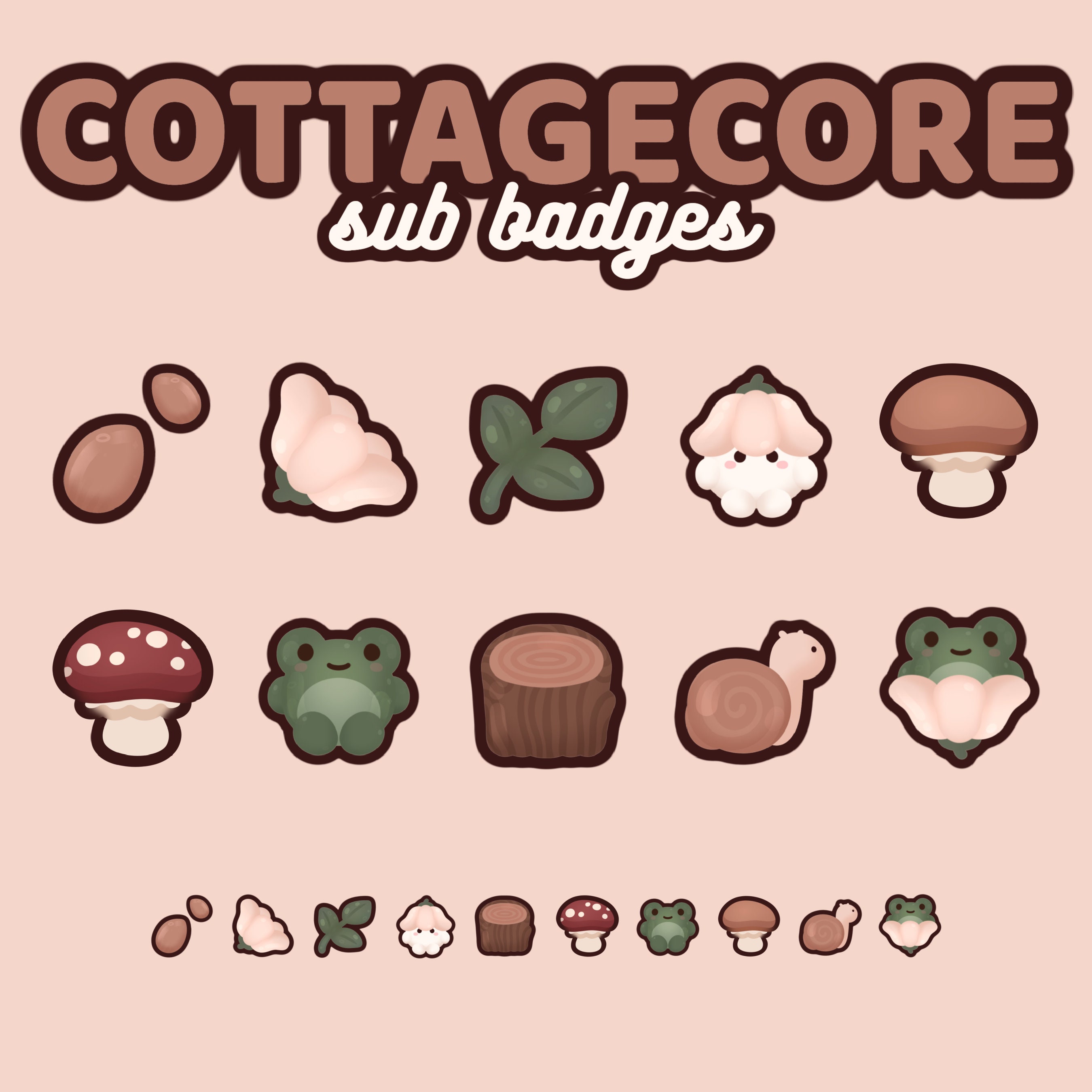10x Cottagecore Sub Badges Cute / Kawaii / Mushroom / Soft / Forest ...