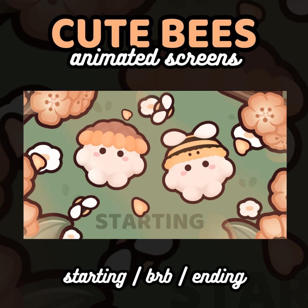 3x Animated Cute Bee Twitch Screens | Kawaii / Green / Orange / Bees ...