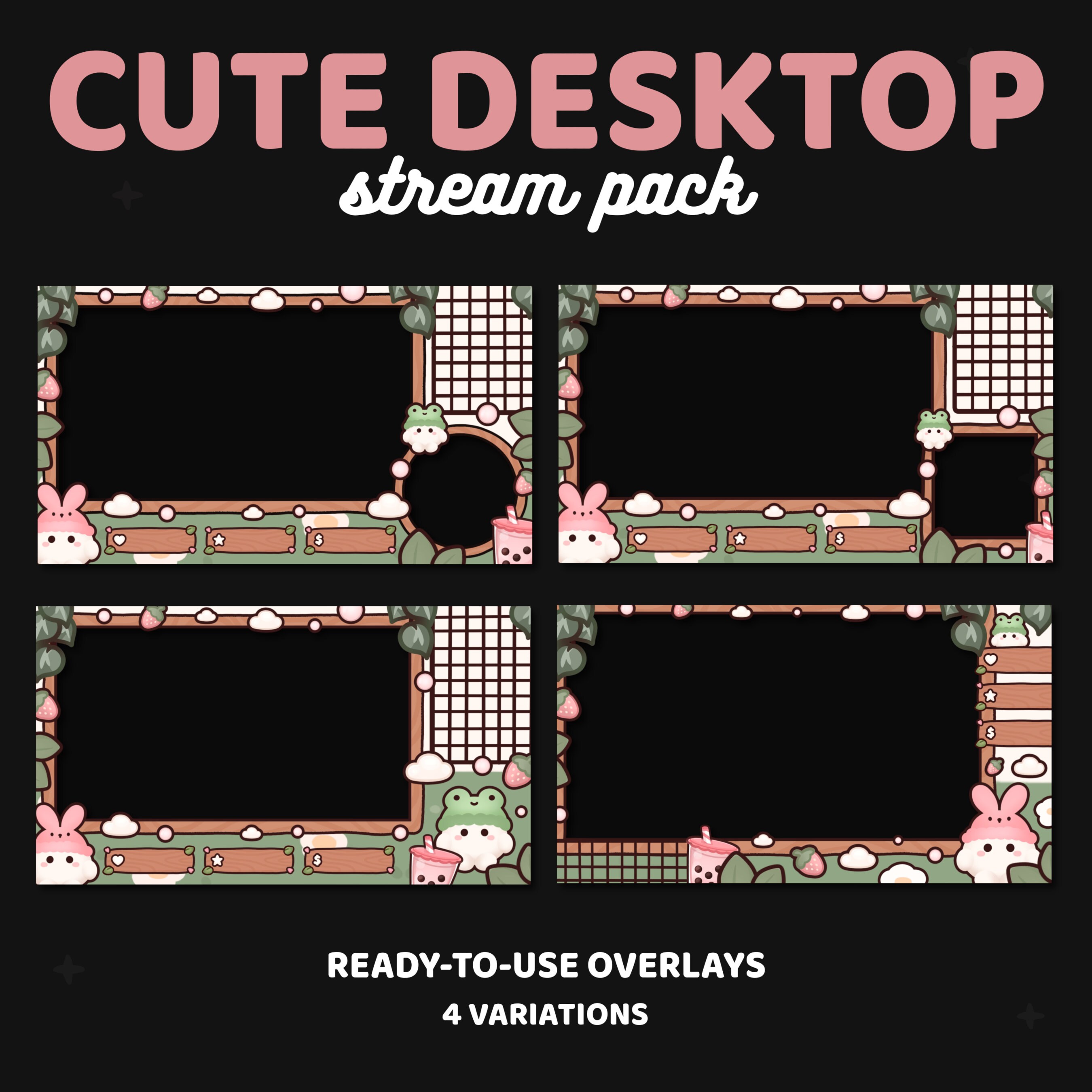 Cute Desk Stream Package Animated Screens, Overlays, Static Alerts ...