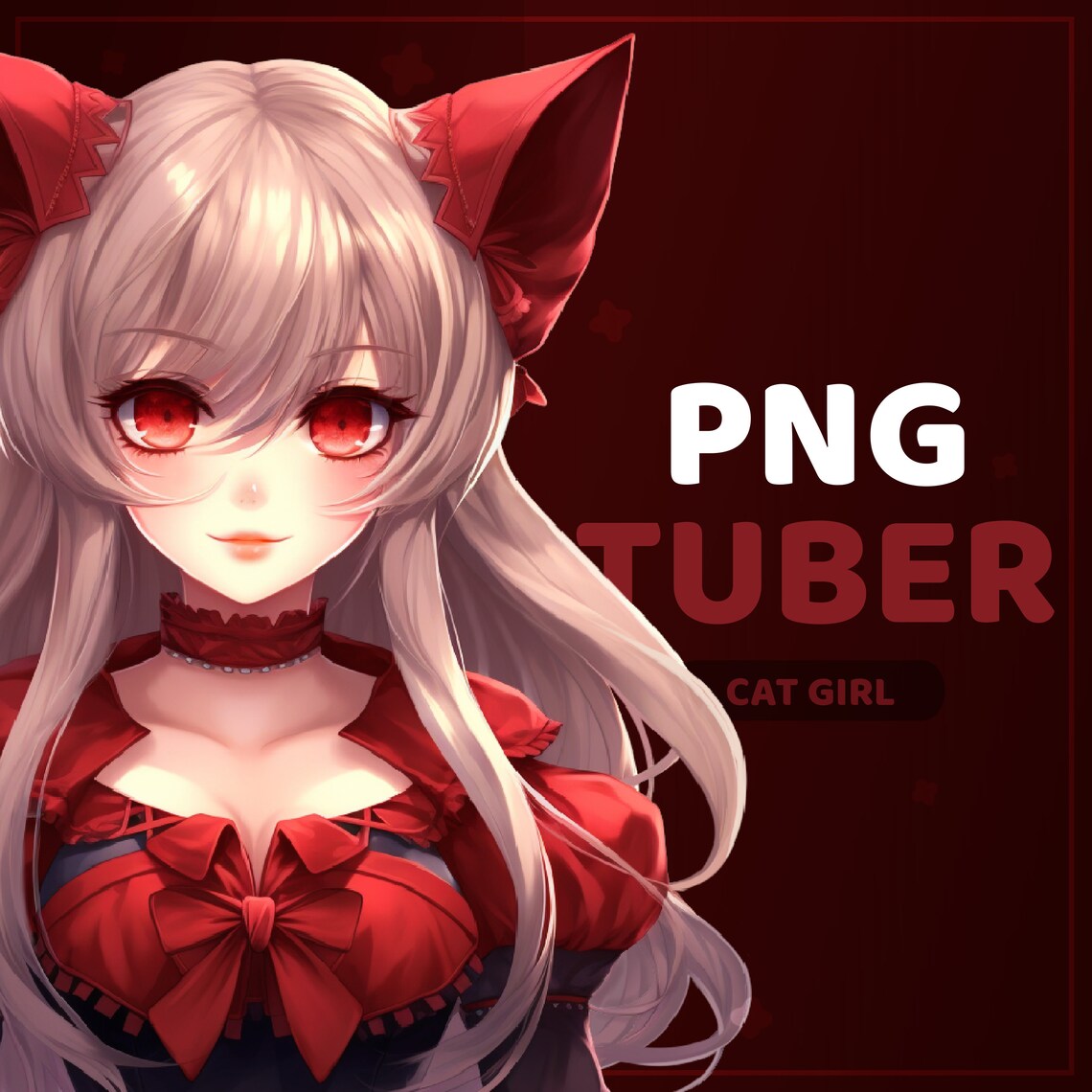 Cute Cat Girl Pngtuber Model 2 Expressions Blonde Hair Streamer Vtuber ...