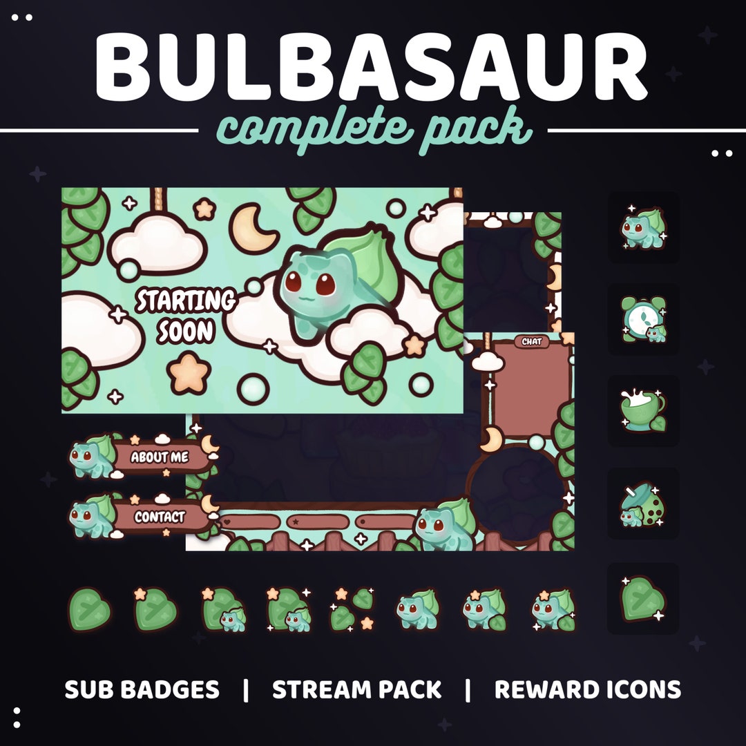 Bulbasaur Complete Stream Package | Animated Screens, Overlays, Alert ...