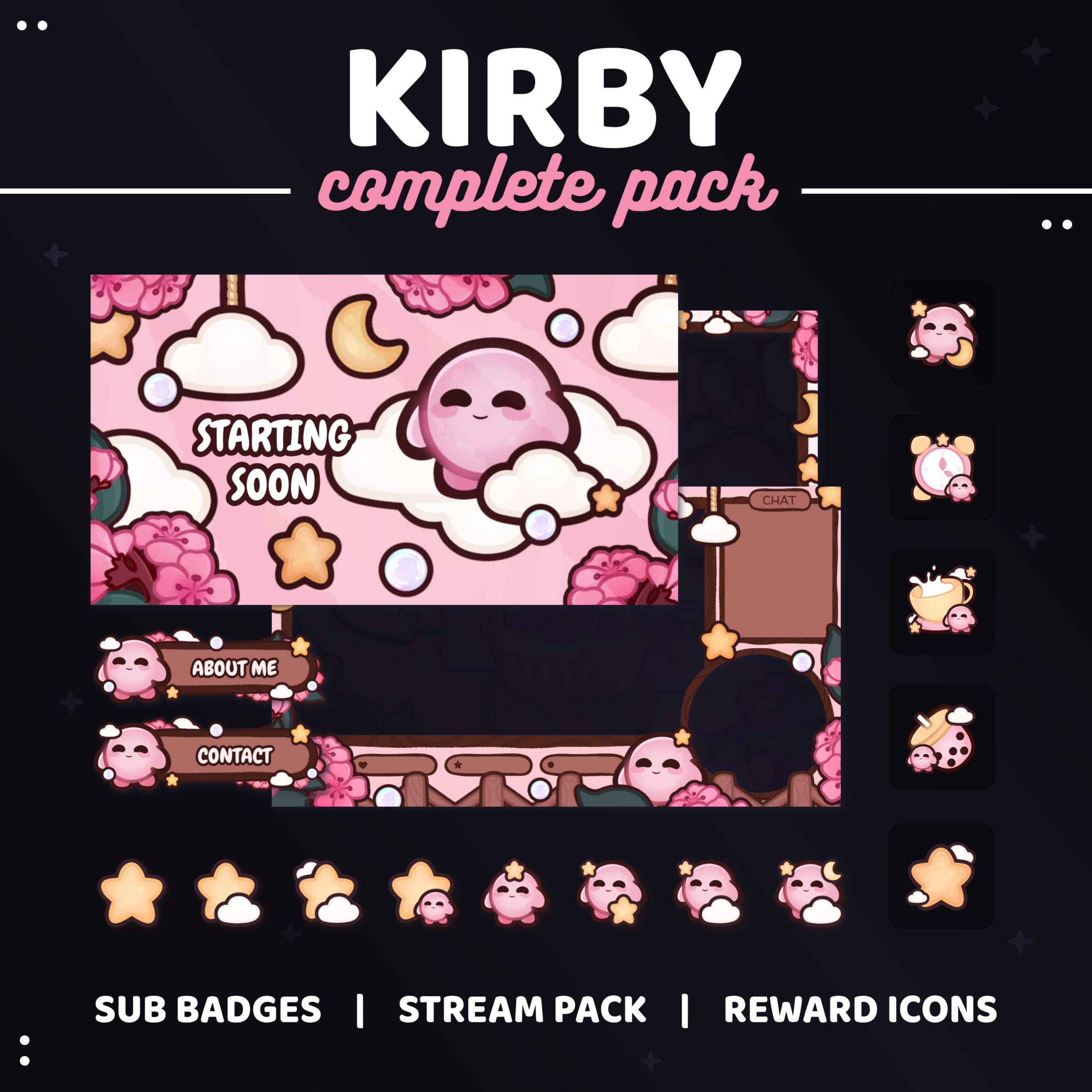 Kirby Complete Stream Package | Kawaii Animated Twitch Overlays (digital Download) - Etsy