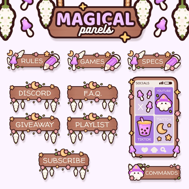 20x Magical Panels Kawaii / Cute / Moon / Stars / Celestial / Witch ...