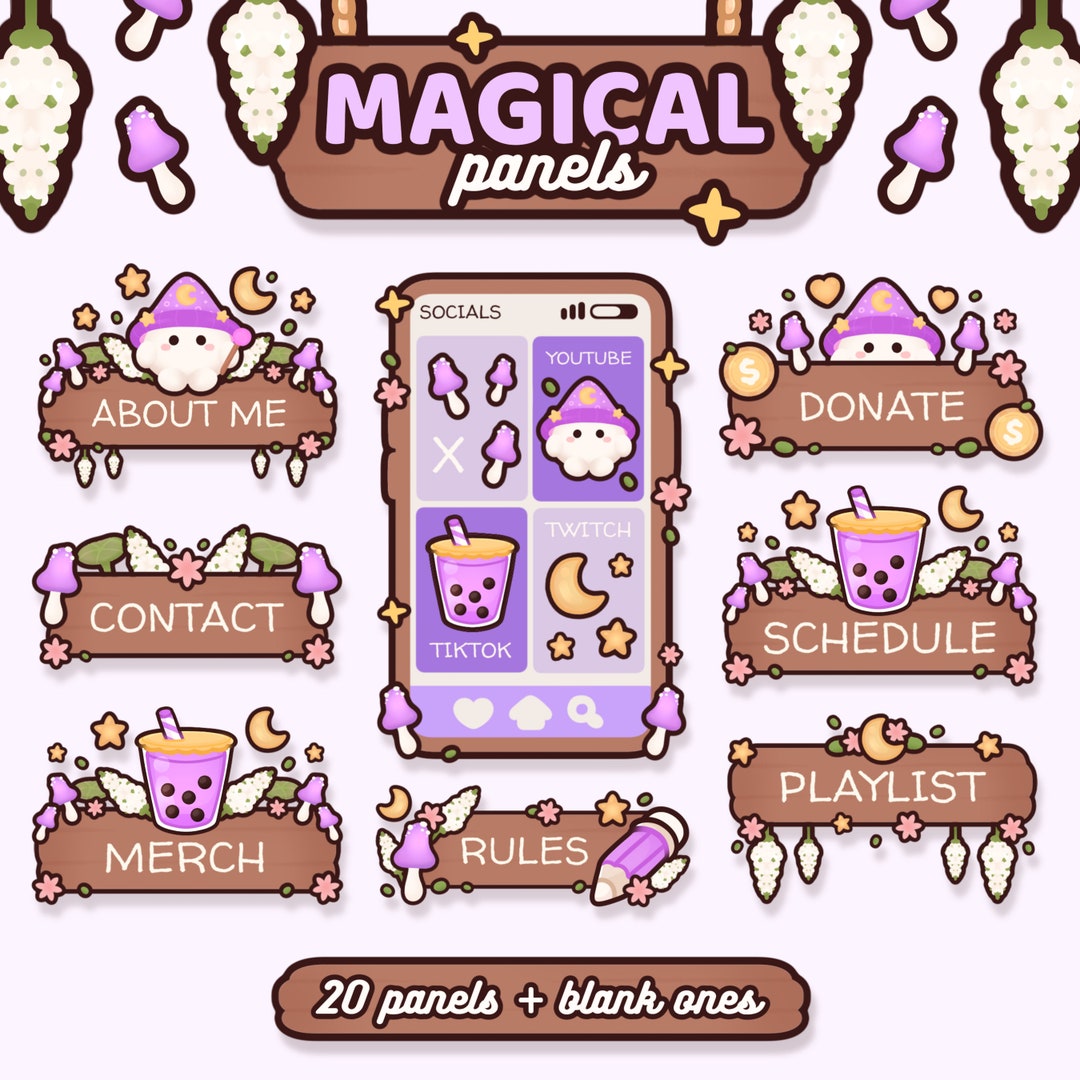 20x Magical Panels | Kawaii / Cute / Moon / Stars / Celestial / Witch ...