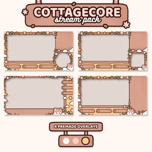 Cottagecore Kitty Stream Package | Animated Twitch Overlays (digital ...