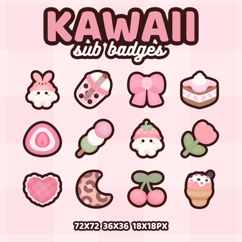 Pink Kawaii Dessert Sub Badges for Twitch (digital Download) - Etsy